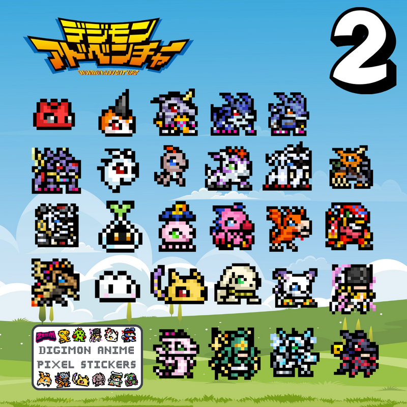 ZeninTCG - Fan-made- Digimon Anime Pixel Stickers