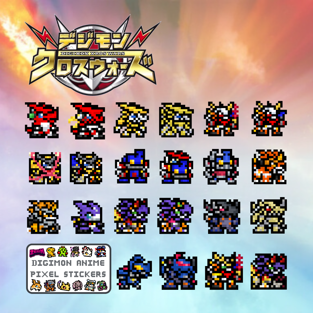 ZeninTCG - Fan-made- Digimon Anime Pixel Stickers